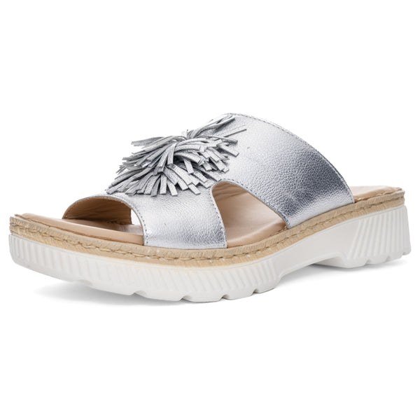 Cancun: Pom Pom Slide Sandal - Silver 12 – ara Shoes United States